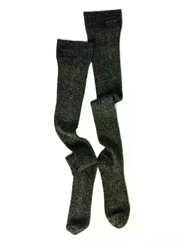 Miu Miu Lamé Viscose Knee-high Socks - Black