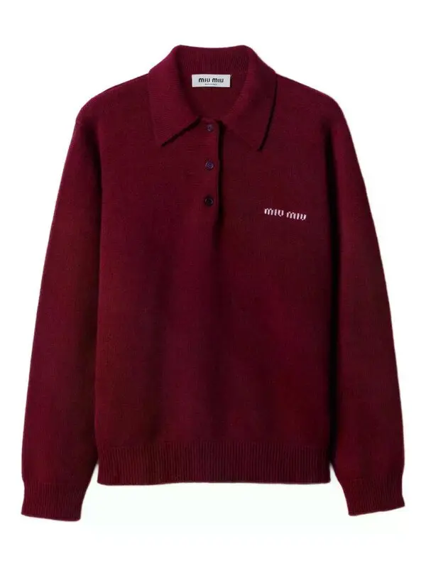 Miu Miu Cashmere Polo Sweater - Red