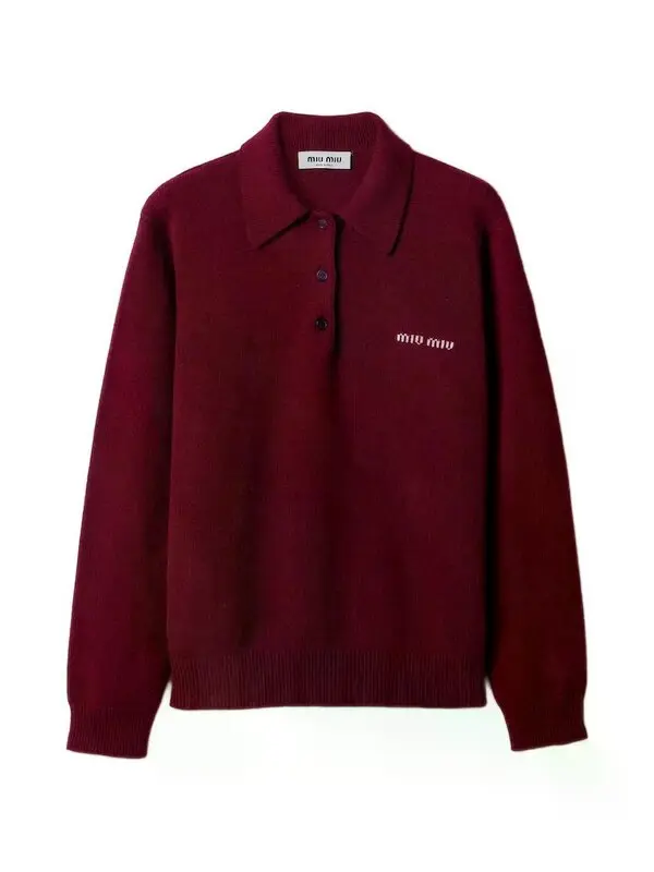 Miu Miu Cashmere Polo Sweater - Red