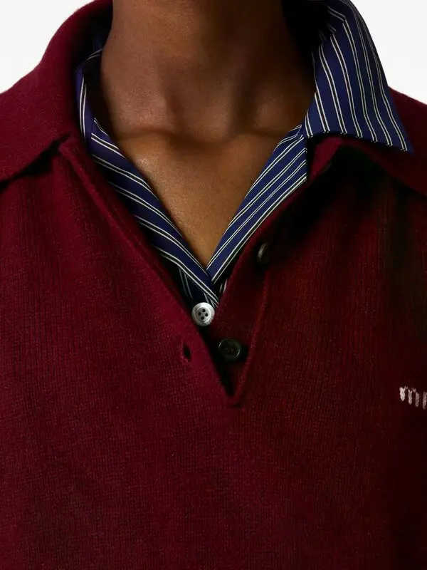 Miu Miu Cashmere Polo Sweater - Red