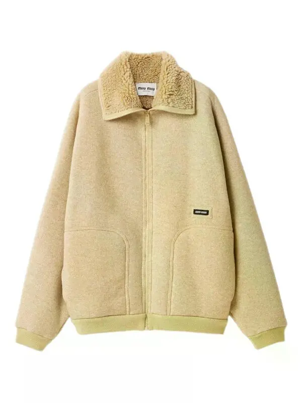 Miu Miu Zip-up Shearling Jacket - Neutrals