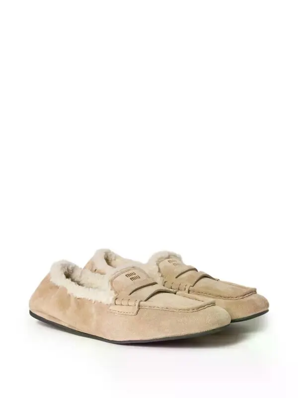 Miu Miu Suede Loafers With Shearling Trim