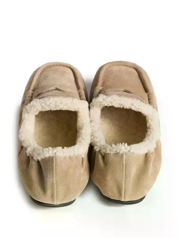 Miu Miu Suede Loafers With Shearling Trim