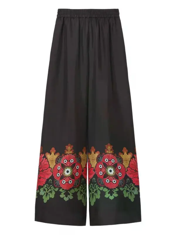La DoubleJ Floral-print Palazzo Pants - Black