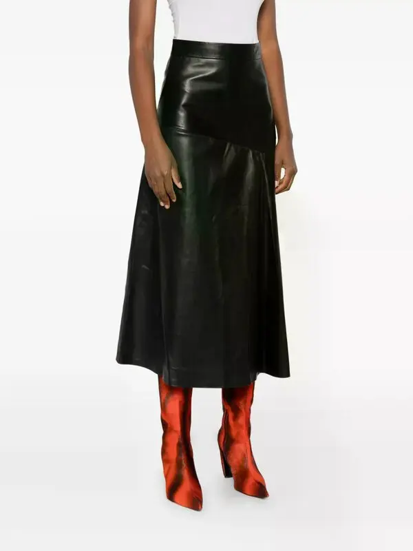 PENCE 1979 Leather A-line Midi Skirt
