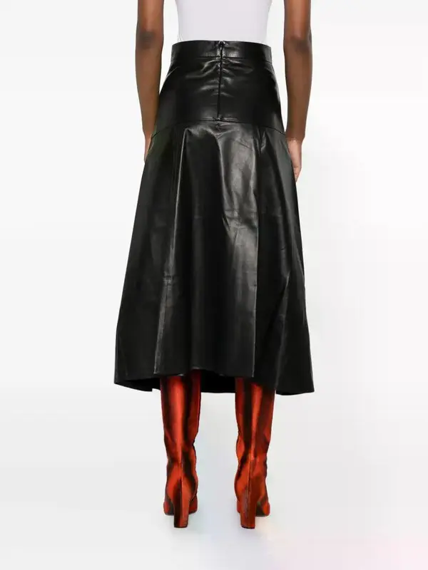 PENCE 1979 Leather A-line Midi Skirt
