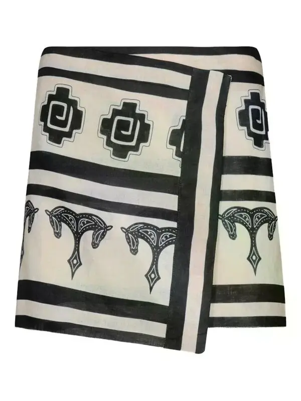 Johanna Ortiz Horse Print Wrap Skirt - Neutrals