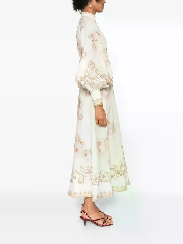Zimmermann Floral-print Buttoned Dress - Neutrals | Editorialist