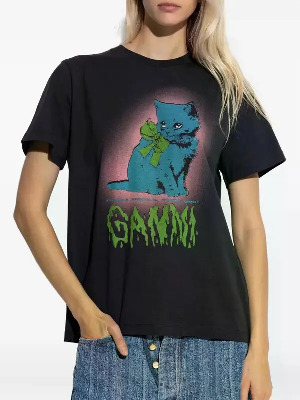 GANNI Cat-bow T-shirt - Grey