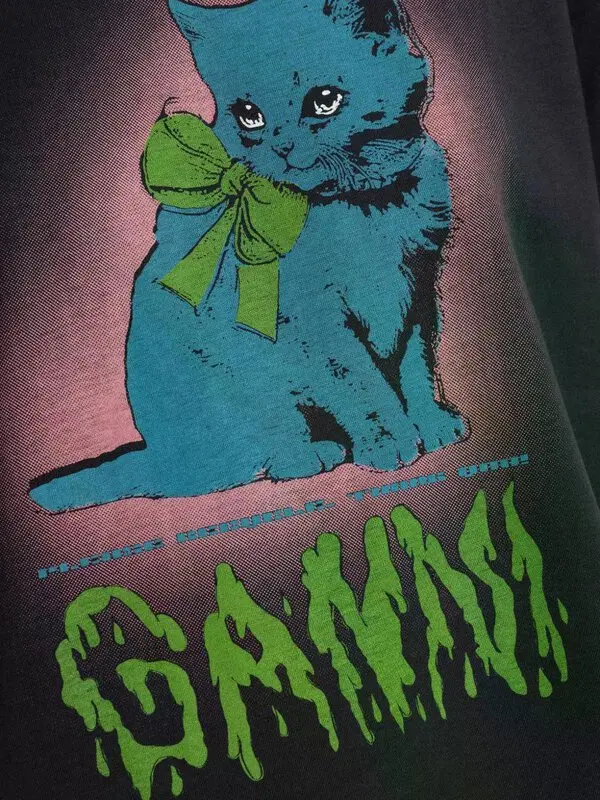 GANNI Cat-bow T-shirt - Grey