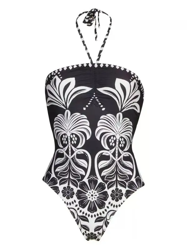 Farm Rio Floral-print Swimsuit - Black