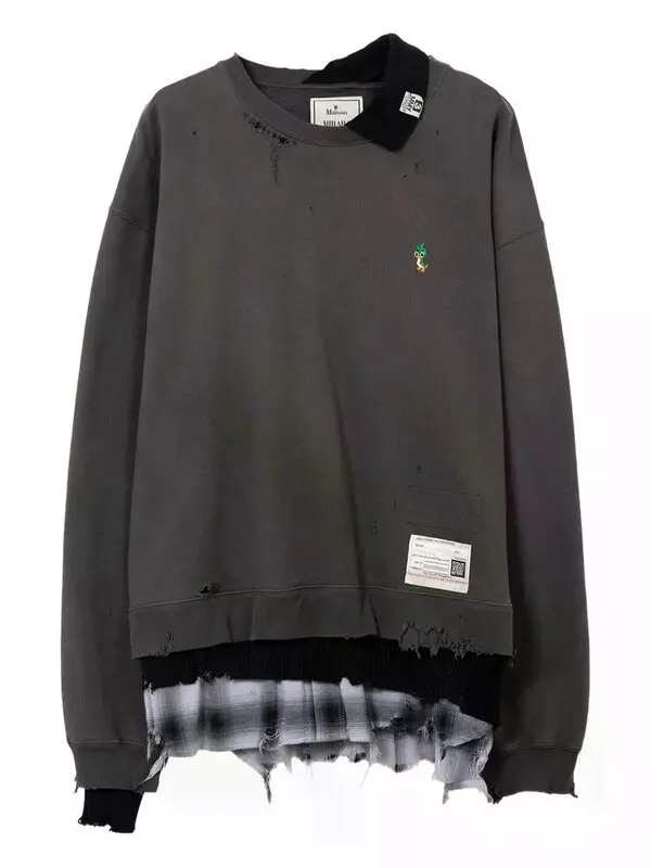 Mihara Yasuhiro Layered Sweatshirt With Distressed Detailing - Black