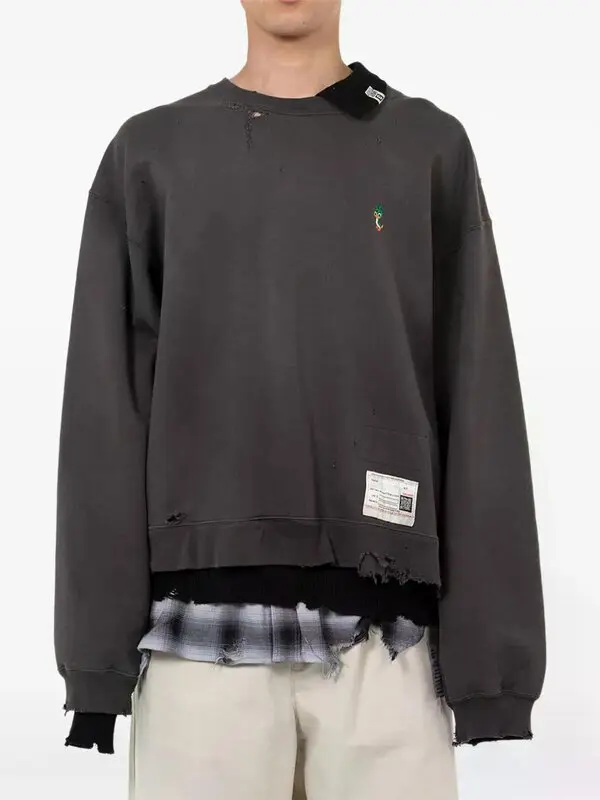 Mihara Yasuhiro Layered Sweatshirt With Distressed Detailing - Black