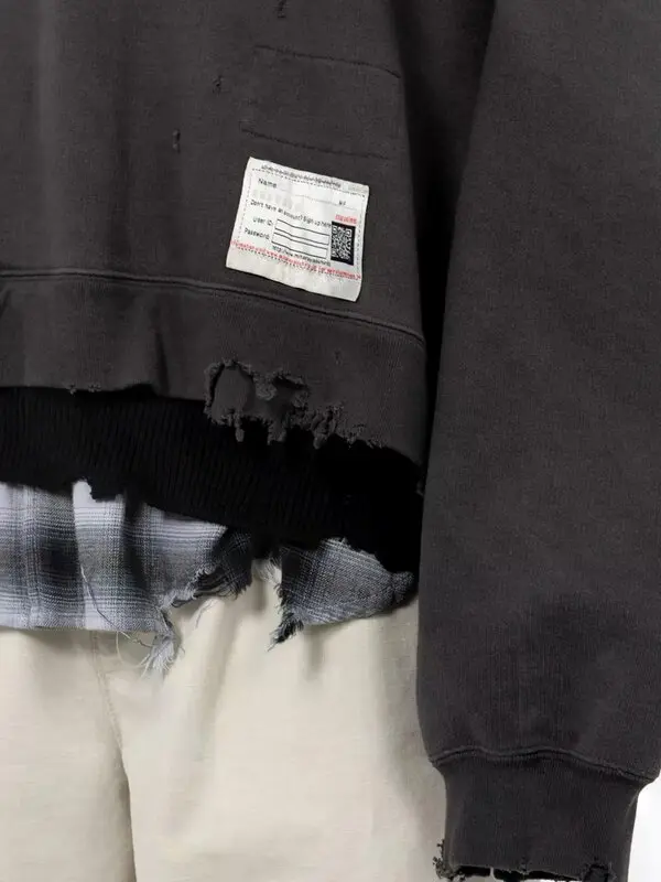 Mihara Yasuhiro Layered Sweatshirt With Distressed Detailing - Black