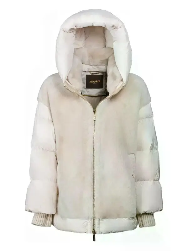MOORER Shearling-panel Padded Jacket