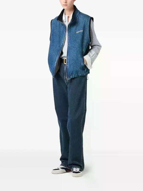 Miu Miu Cashmere Denim Blouson Vest - Blue
