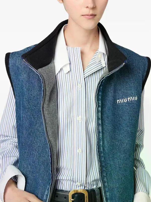 Miu Miu Cashmere Denim Blouson Vest - Blue