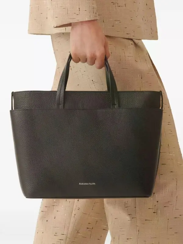 Fabiana Filippi Pebbled Leather Tote Bag - Black