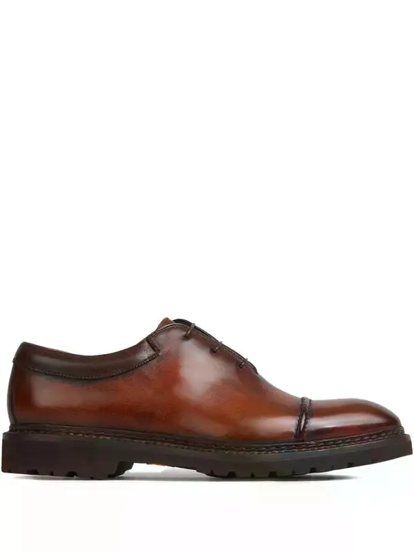 Bontoni Leather Cap-Toe Lace-Up Shoes In Brown - 13% Off  display picture 1