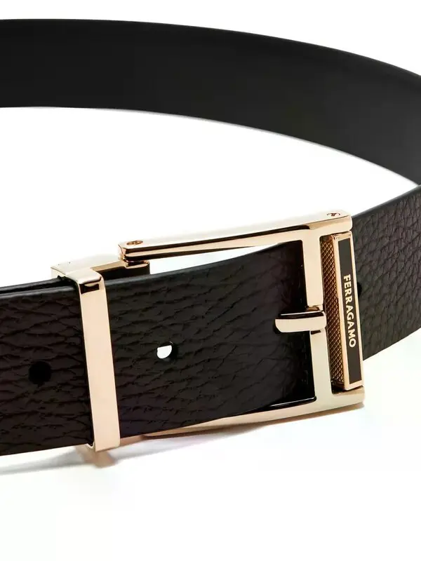 FERRAGAMO Leather Belt With Branded Buckle