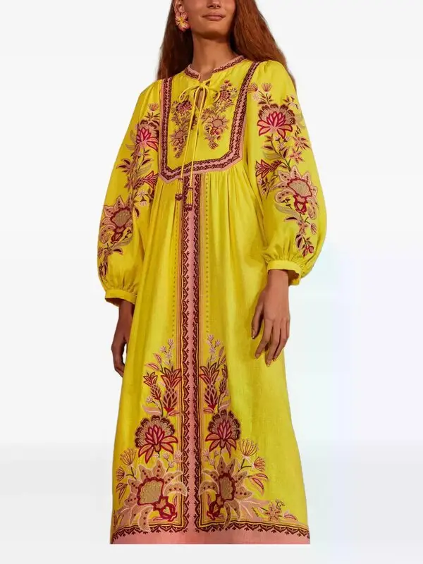 knee length dresses for ladies Palm Tree Cutwork Midi Dress – FARM Rio
