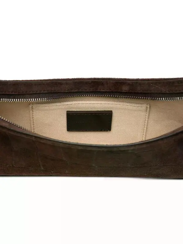 Jacquemus Le Bisou Crocodile-effect Shoulder Bag With Wood-bead Embellishment - Brown