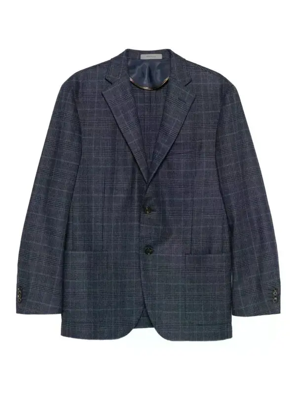 Corneliani Checked Two-button Blazer - Blue