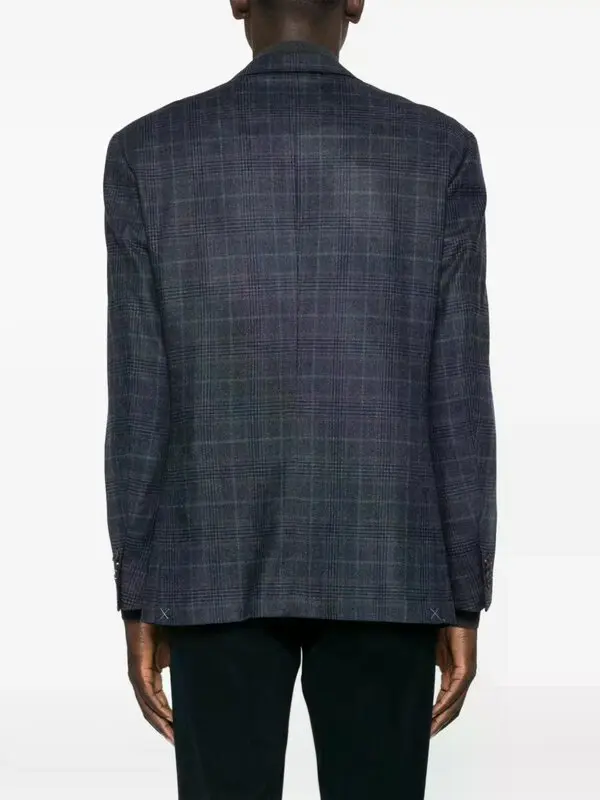 Corneliani Checked Two-button Blazer - Blue