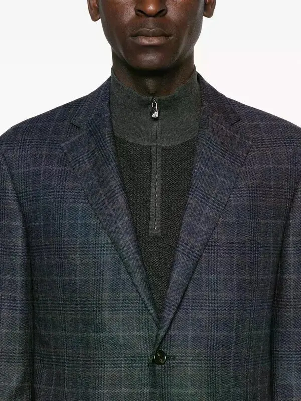 Corneliani Checked Two-button Blazer - Blue