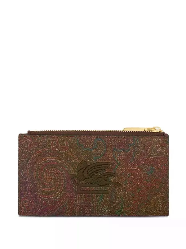 Etro Paisley-pattern Embroidered-detail Cardholder - Brown