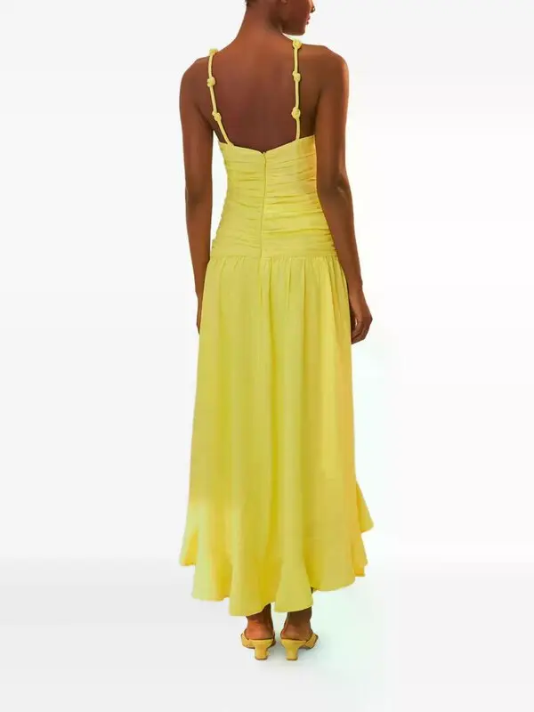 Farm Rio Knotted-strap Ruffled Maxi Dress