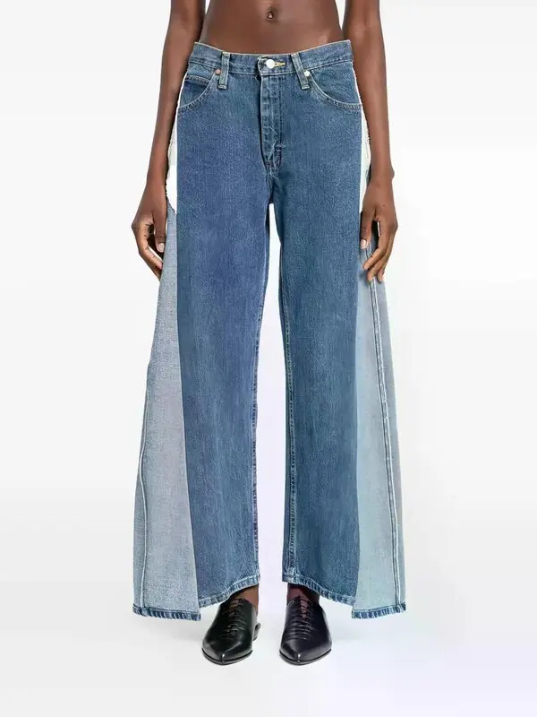 E.L.V. DENIM Paneled Frayed Jeans