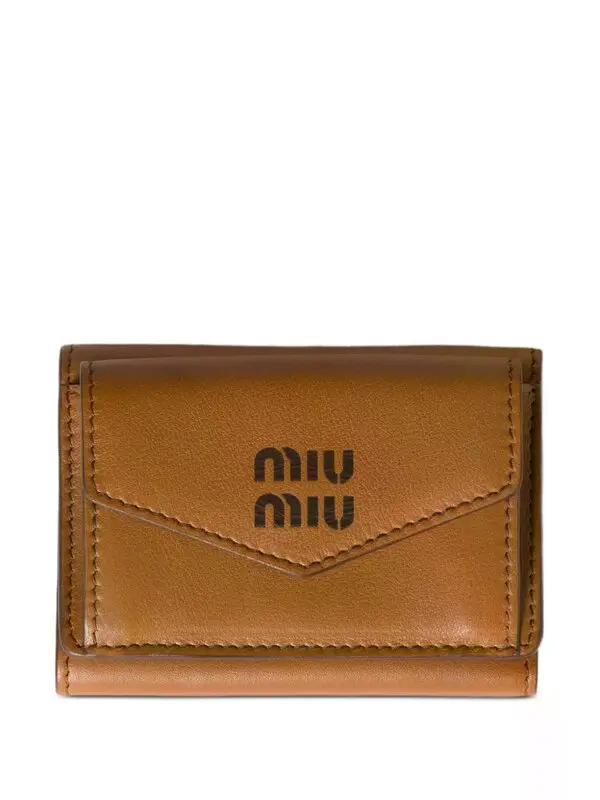 Miu Miu Logo-debossed Leather Wallet - Brown