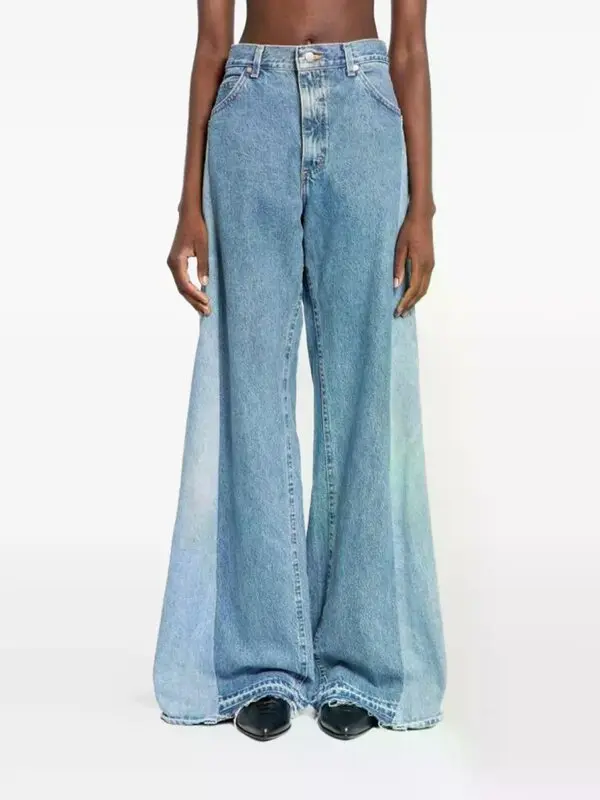 E.L.V. DENIM Panelled Wide-leg Jeans
