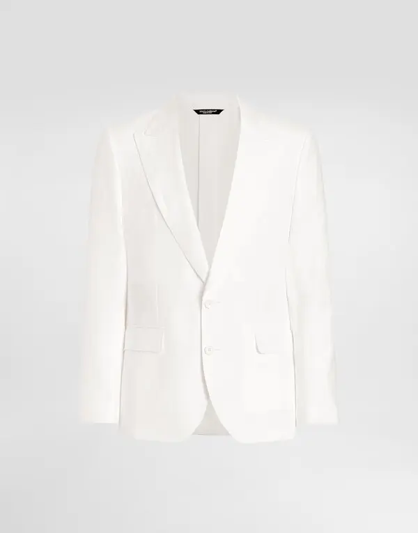 Dolce & Gabbana Single-breasted Linen Fabric Jacket - White