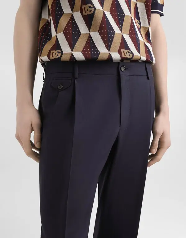 Dolce & Gabbana Silk And Gabardine Trousers - Blue