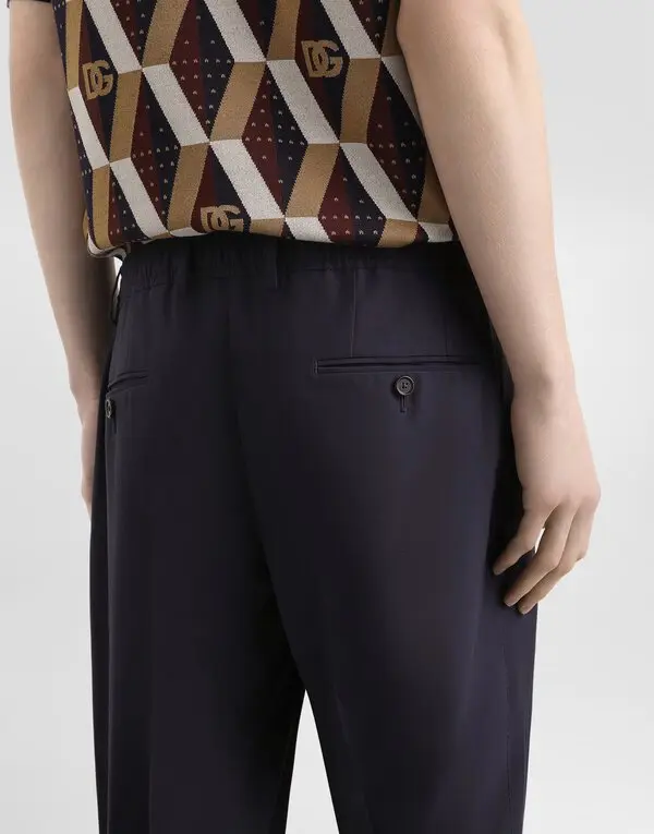 Dolce & Gabbana Silk And Gabardine Trousers - Blue