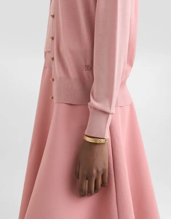 Dolce & Gabbana Wool Cardigan With Dg Logo Embroidery - Pink