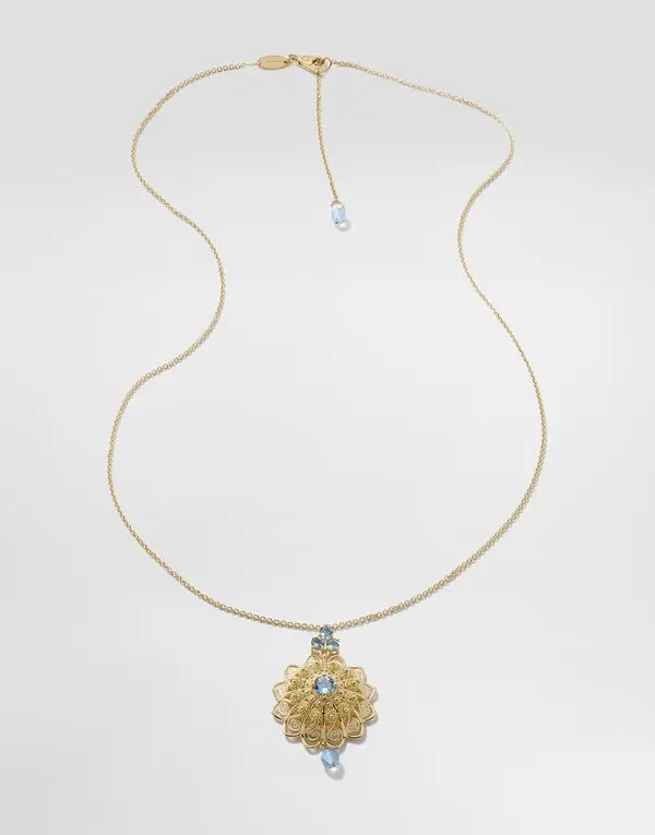 Dolce & Gabbana Filigree Aquamarine Necklace - Gold