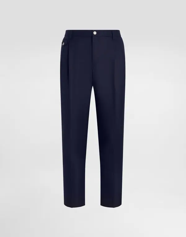 Dolce & Gabbana Tailored Wool Pants With Double Darts - Blue