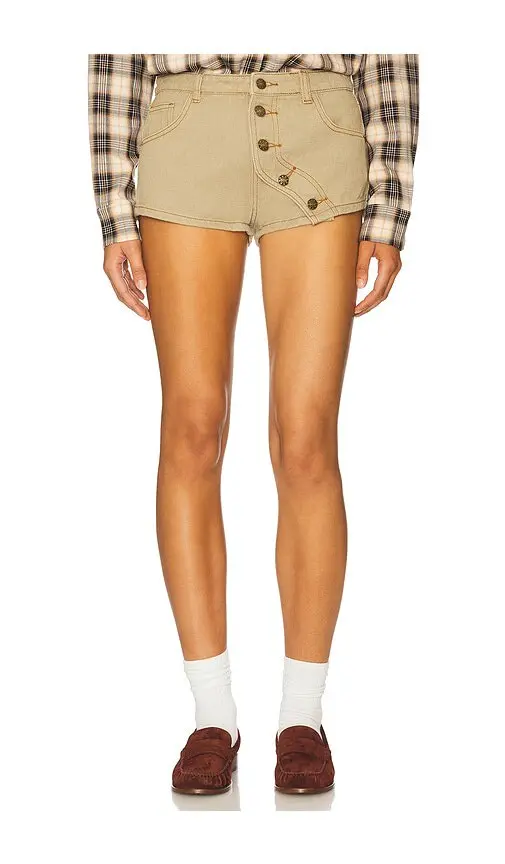 Lioness Sundrenched Taupe Denim Shorts - Stone