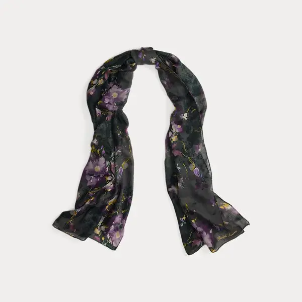 Ralph Lauren Floral-print Cashmere Pashmina Scarf - Green Multi