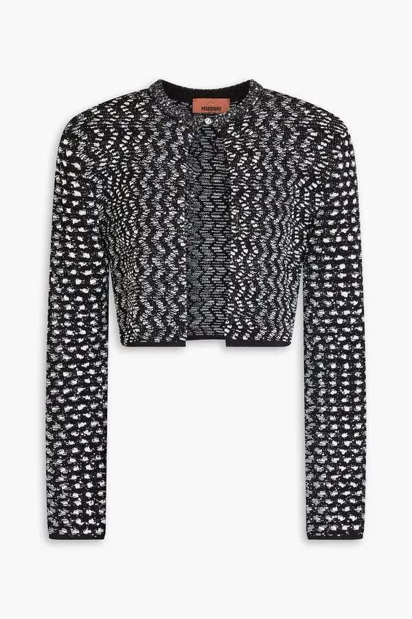 Missoni Cropped Sequined Jacquard-knit Cardigan - Black
