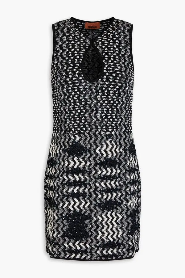 missoni cut out-detail sequinned dress cutout sequin-embellished jacquard-knit mini dress - black