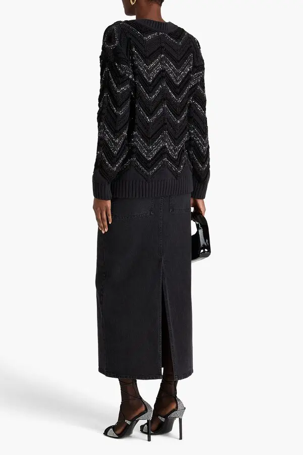 Missoni Sequin-embellished Knitted Sweater - Black