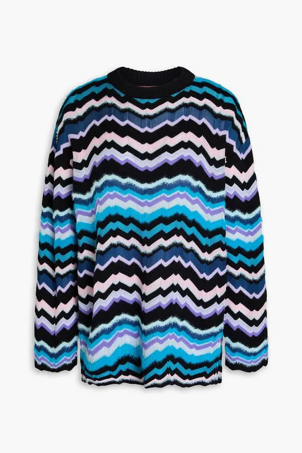 Missoni Brushed Intarsia-knit Sweater - Turquoise