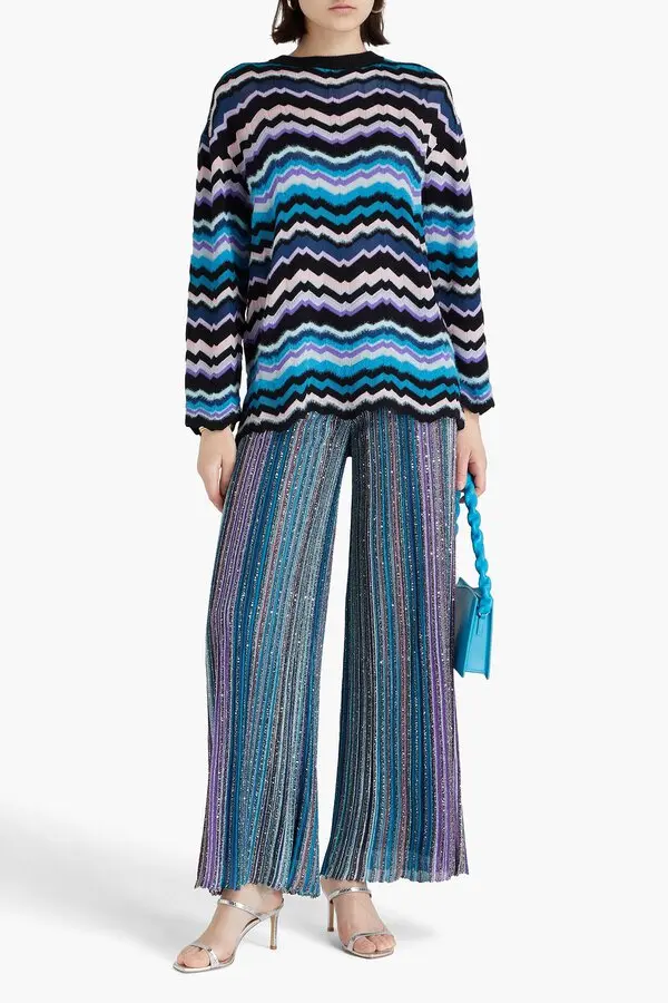 Missoni Brushed Intarsia-knit Sweater - Turquoise