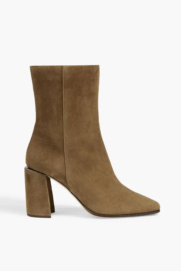 JIMMY CHOO Loren 85 Suede Ankle Boots - Army Green