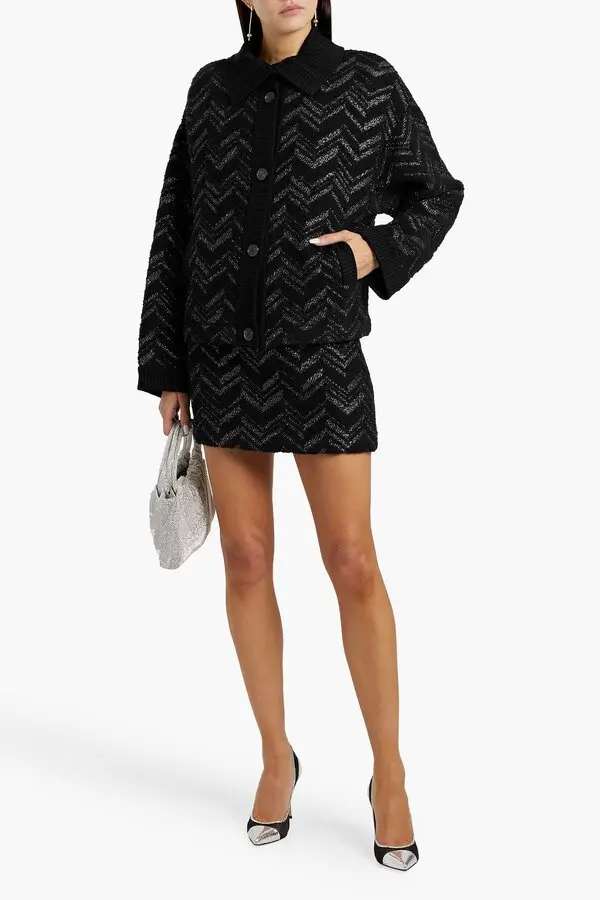 Missoni Knitted-trimmed Metallic Bouclé-tweed Jacket
