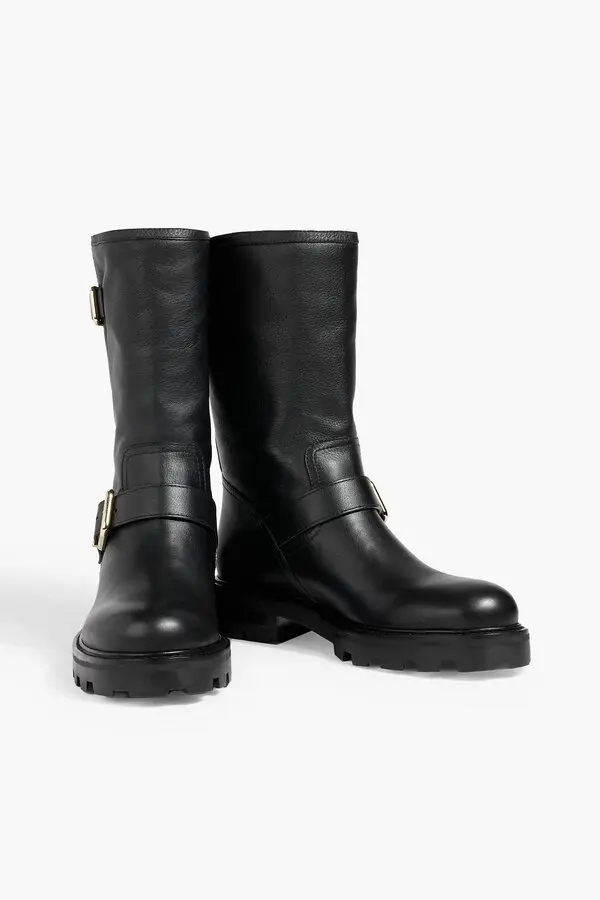 JIMMY CHOO Biker Ii Leather Combat Boots